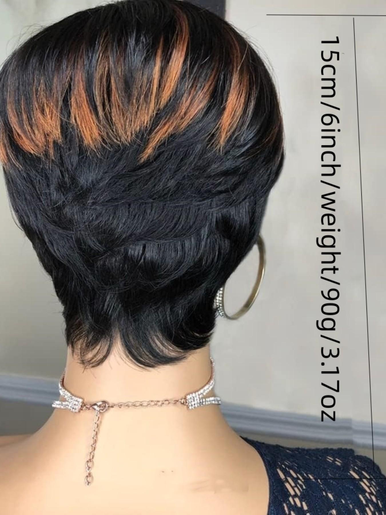 Short Pixie Cut Wig for Women Human Hair 1B30 Colored Short Layered ...