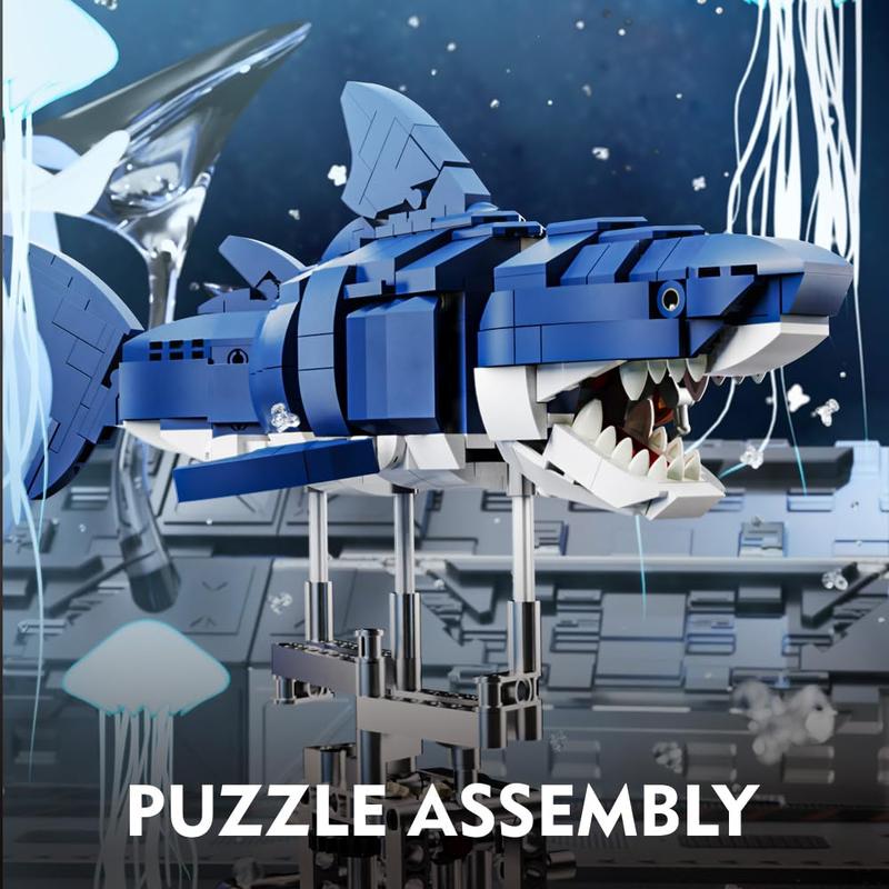 Shark Sea Creatures Building Set, Marine Animal Building Blocks Toys ...