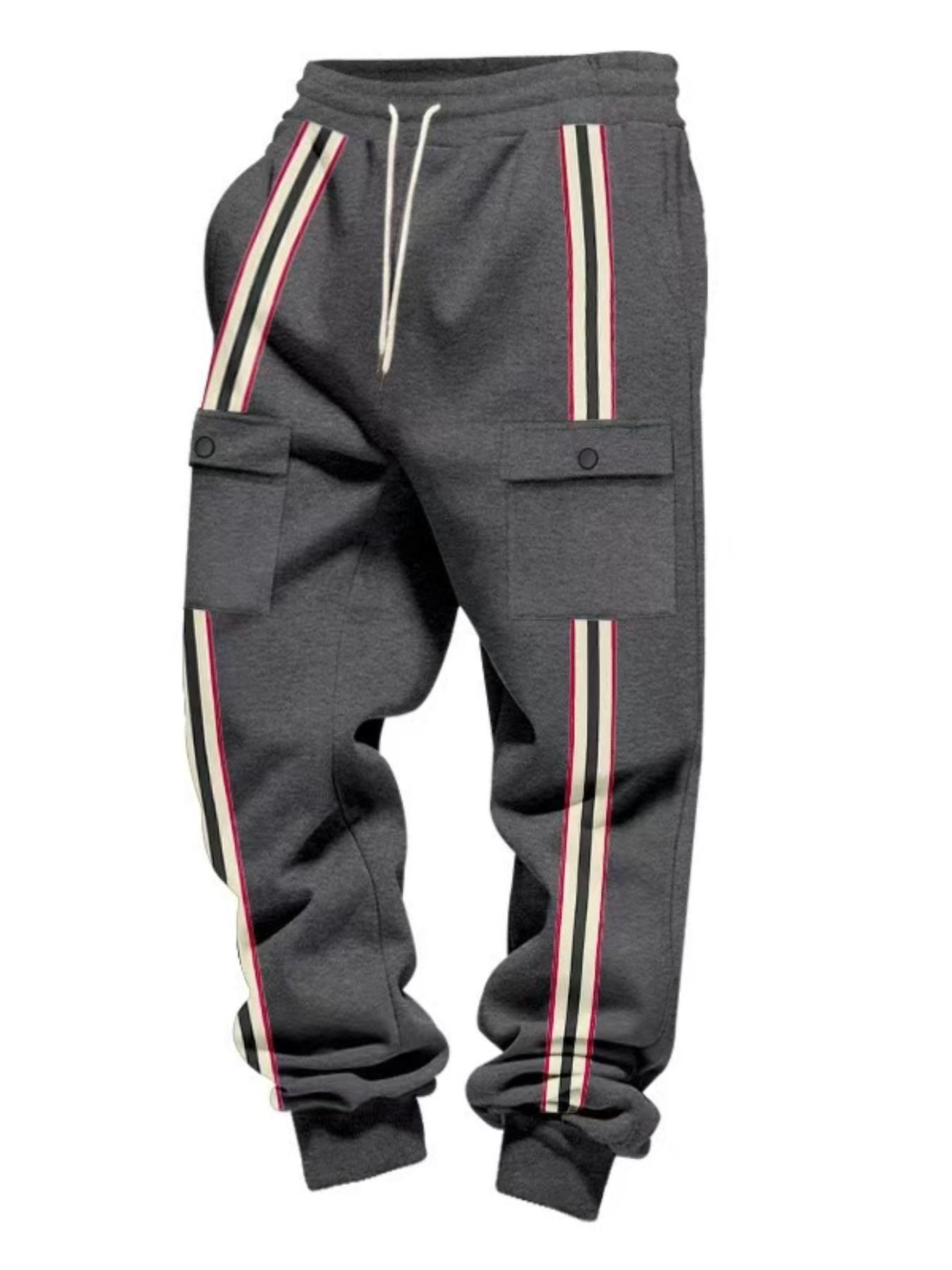Men's Heavyweight Fleece Lined Jogger Pants, Casual Vintage Style ...