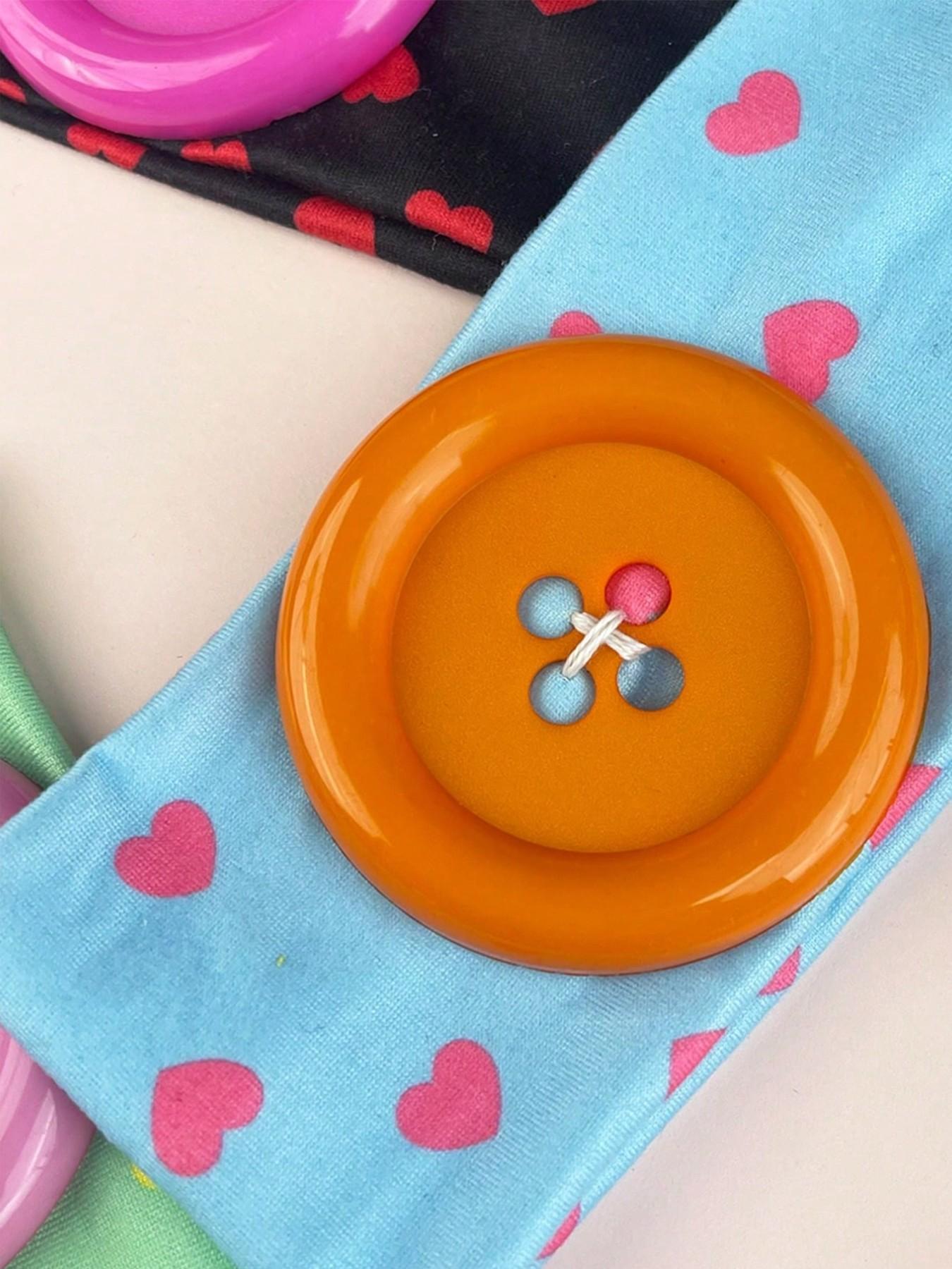 Women's Heart-Shaped Polka Dot Button Headband, Retro Color-Blocked ...