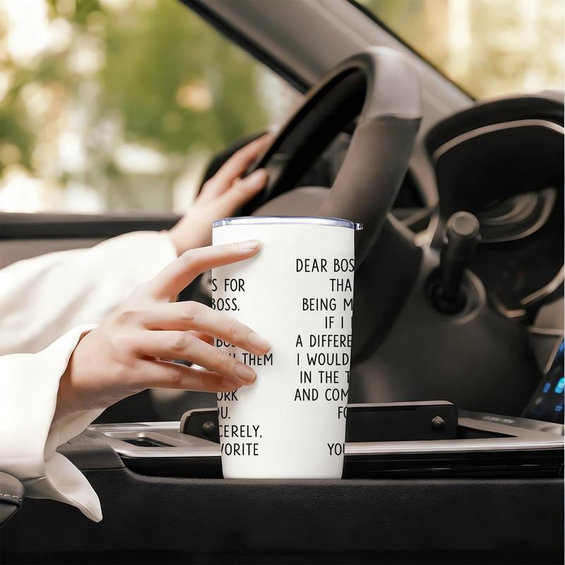 AuraCup 1pc 20oz tumbler with lid and straw, funny “Dear Boss Thanks ...