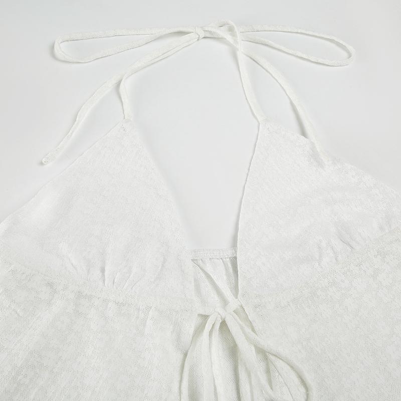 Lace Embroidered Elegant Sleeveless Halter Backless Vest, Vintage Y2K ...