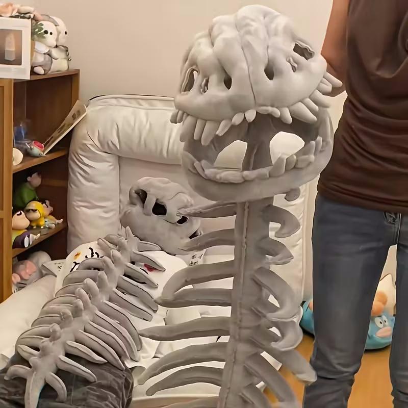 Realistic Dinosaur Skeleton Costume Set, Plush Mask Hood and Spinal ...