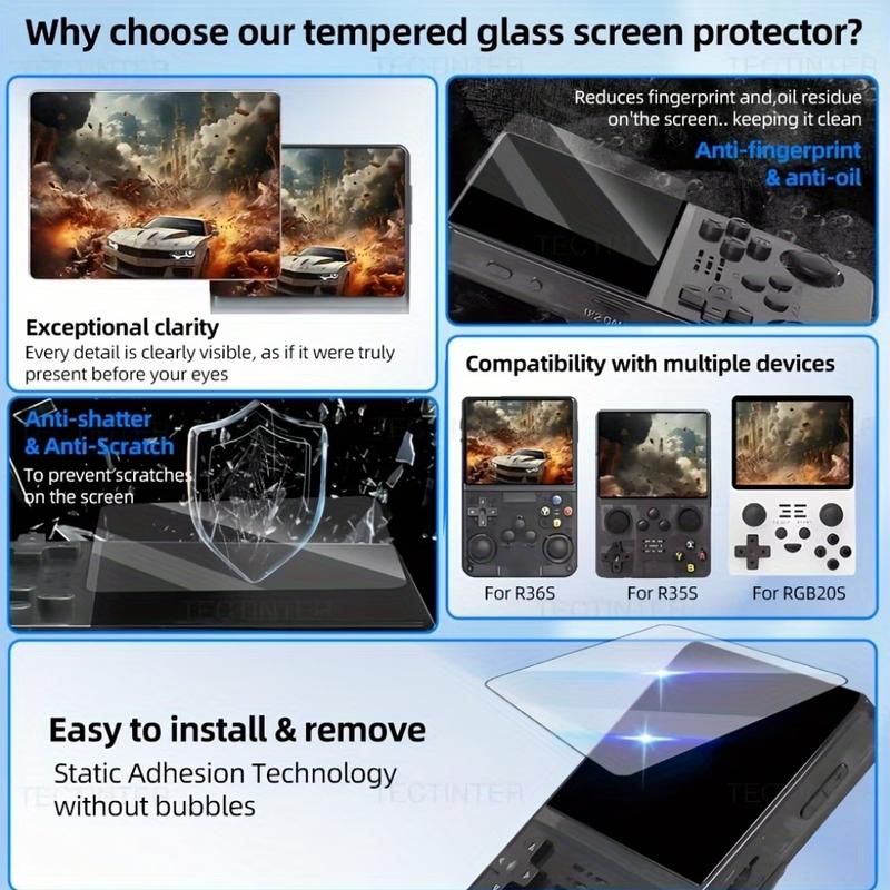 Tempered Glass Protector for R36s Game Console & Screen, Durable Shield ...