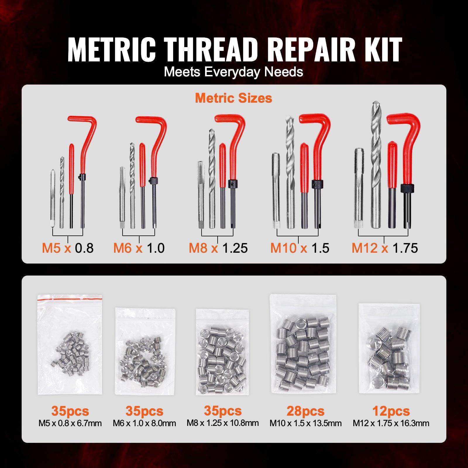 【Father's Day gift】VEVOR Helicoil Thread Repair Kit, 166-Piece Metric ...