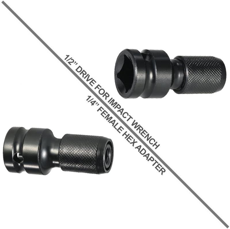 2PCSUniversal Power Wrench Adapter Set, Quick-Release Square Driver to ...