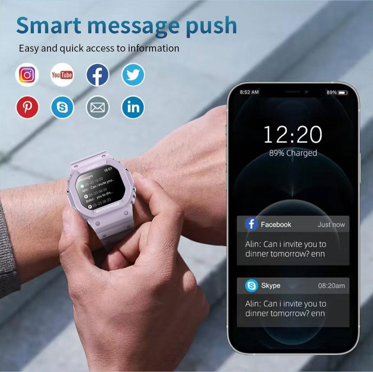 Men’s Military Smart Watch, with Led Flashlight and Compass, 1.75Inch ...