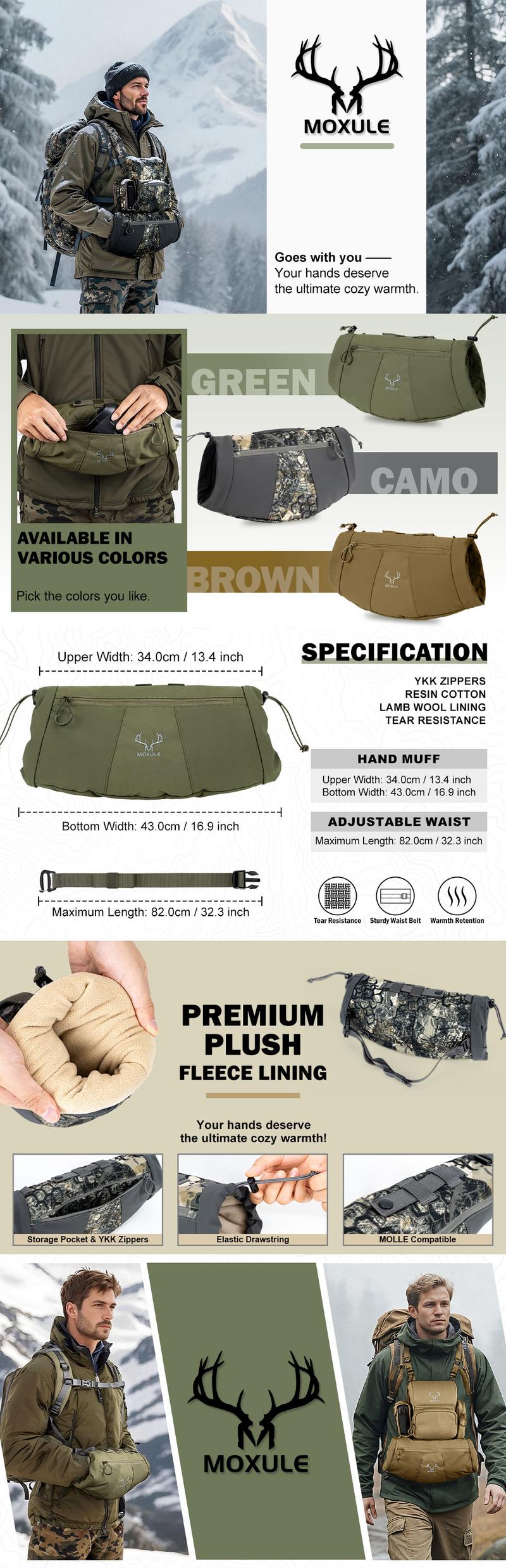 Hunting Hand Warmer Muff: Portable Fleece Waist Handwarmer Pouch ...