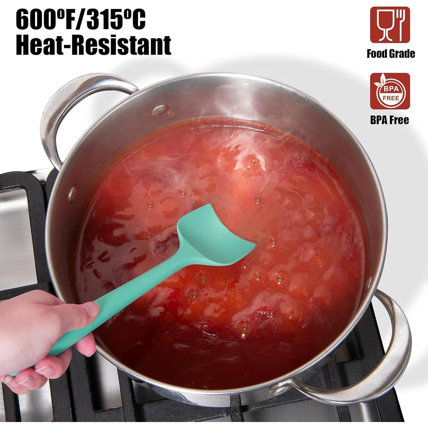 Heat Resistant Spoon Spatulas, 600?F High Temp Flexible Cooking Spoons ...