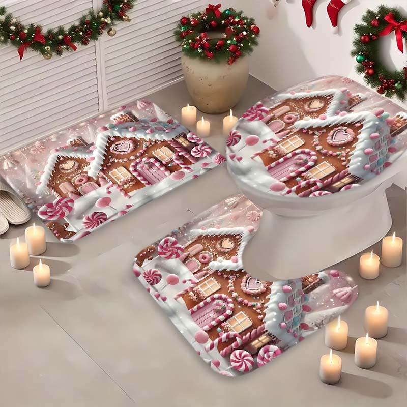 Gingerbread House Shower Curtain Set, Durable Polyester Material ...