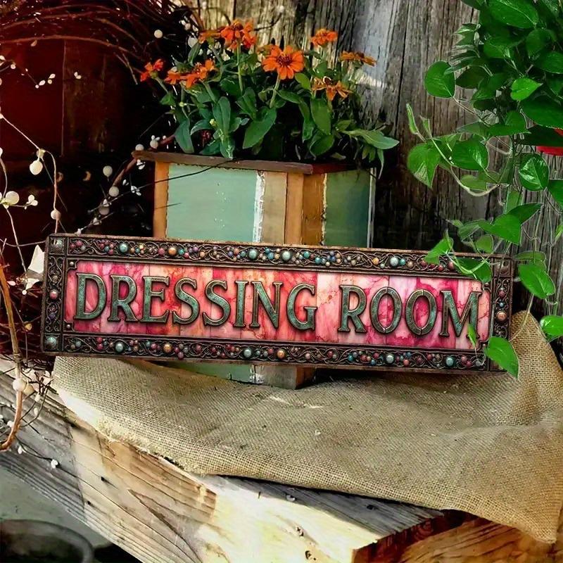 1PC 2D Flat Retro Iron "Dressing Room" Wall Hanging - 3.95"x15.7 ...