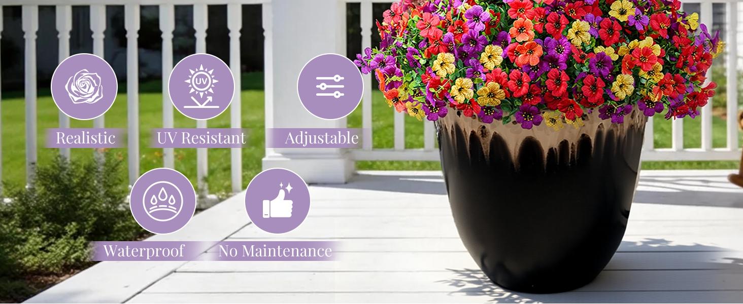 Artificial Flowers for Outdoors, 14 Bundles UV Resistant Fake Daisy ...