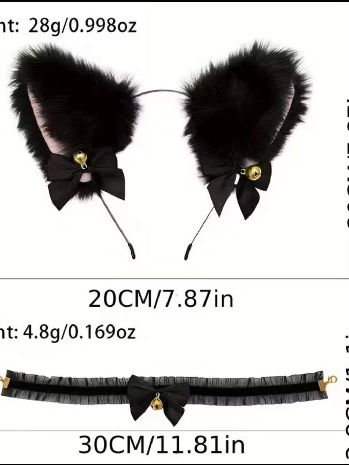 Valentine's Day Accessories Set, Lace Bow Bell Collar, Cat Ears Hair ...