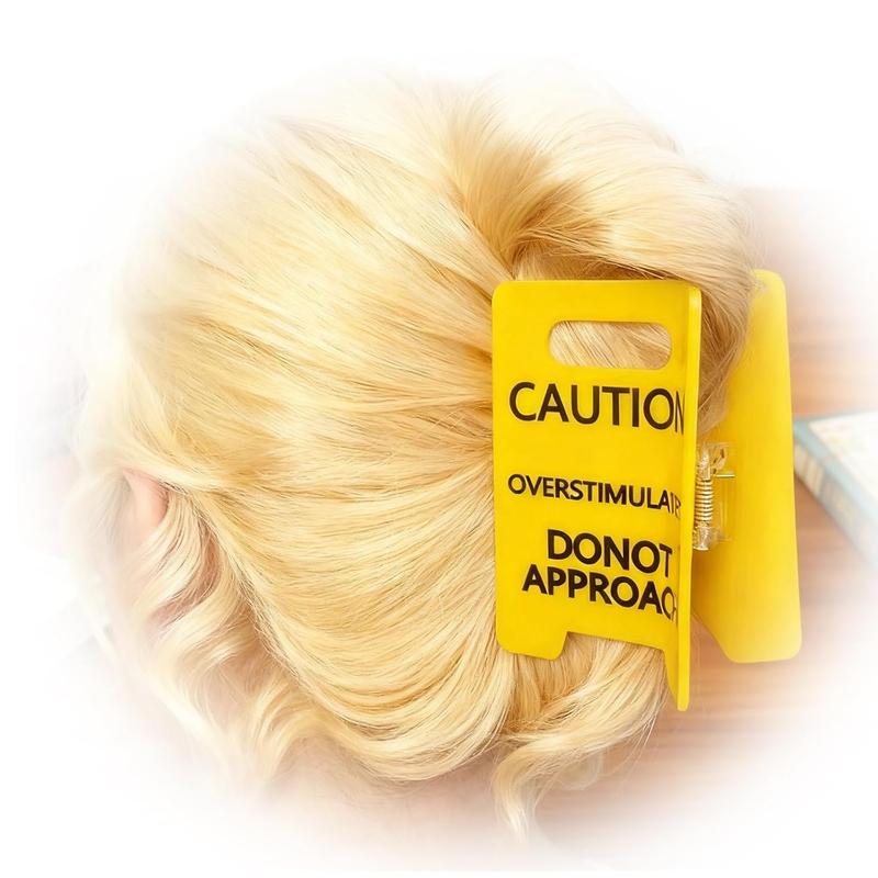 Overstimulated Caution Sign Hair Claw Clip, Yellow Caution Hair Clip ...