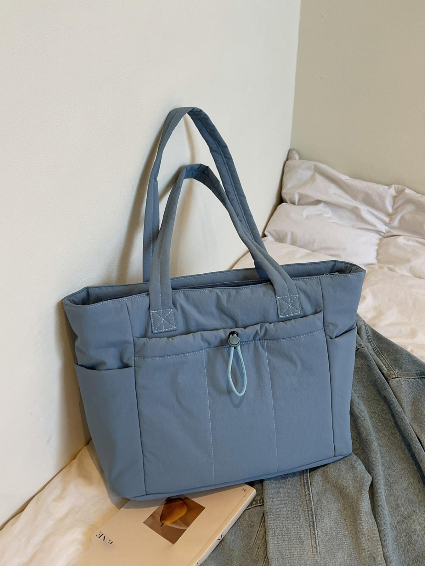 1pc Women's lightweight nylon tote bag with large capacity and multiple ...