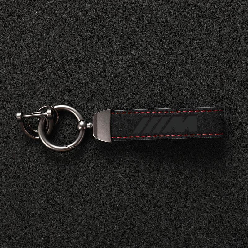 Suede Leather Keychain Key Rings with bmw M 3D logo For BMW M E46 E90 ...