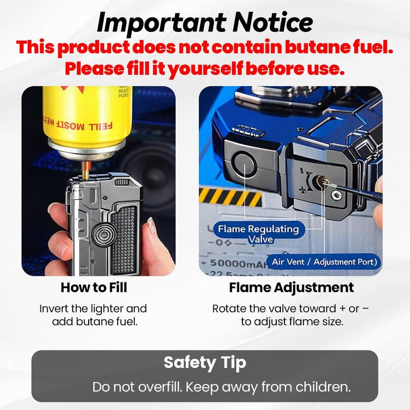 DIY Refillable Metal Lighter, Gun-shaped lighter, Foldable Rotatable ...