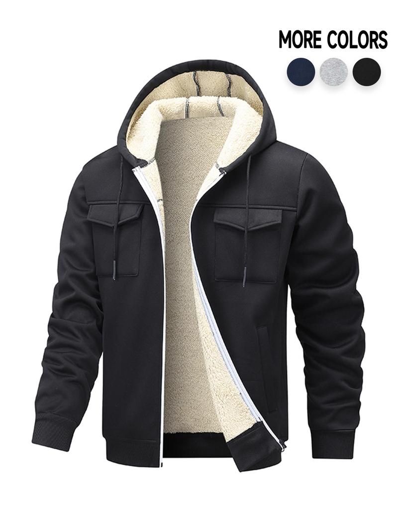 Men's Regular Fit Solid Pocket Zipper Jacket, Casual Long Sleeve ...