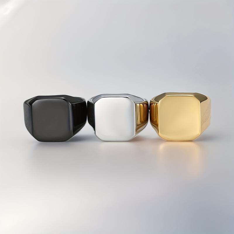 Simple and Smooth Square Stainless Steel Elegant Men's Ring Suitable ...