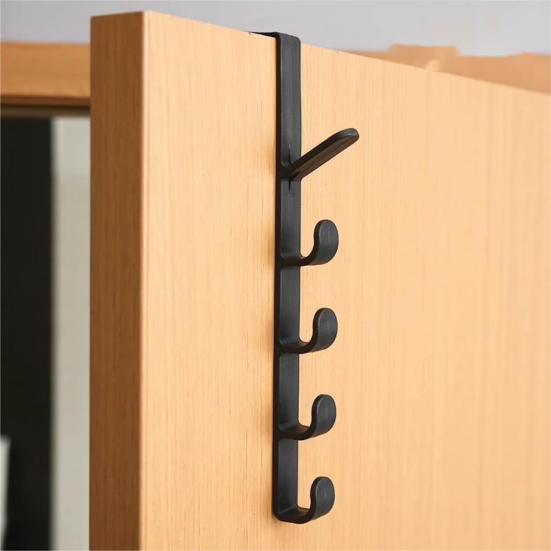 Door Back Hook, 1 Count 5-hook Hanging Storage Rack, Punch-free Coat ...