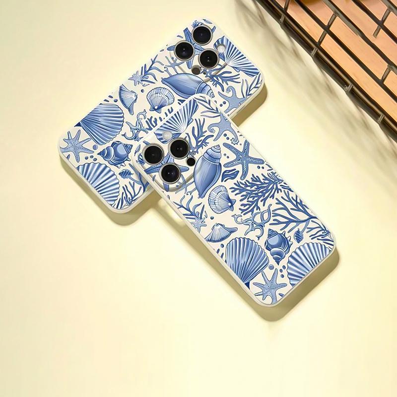Creative shell Starfish and Seaweed Pattern Case for iPhone 16 15 14 ...