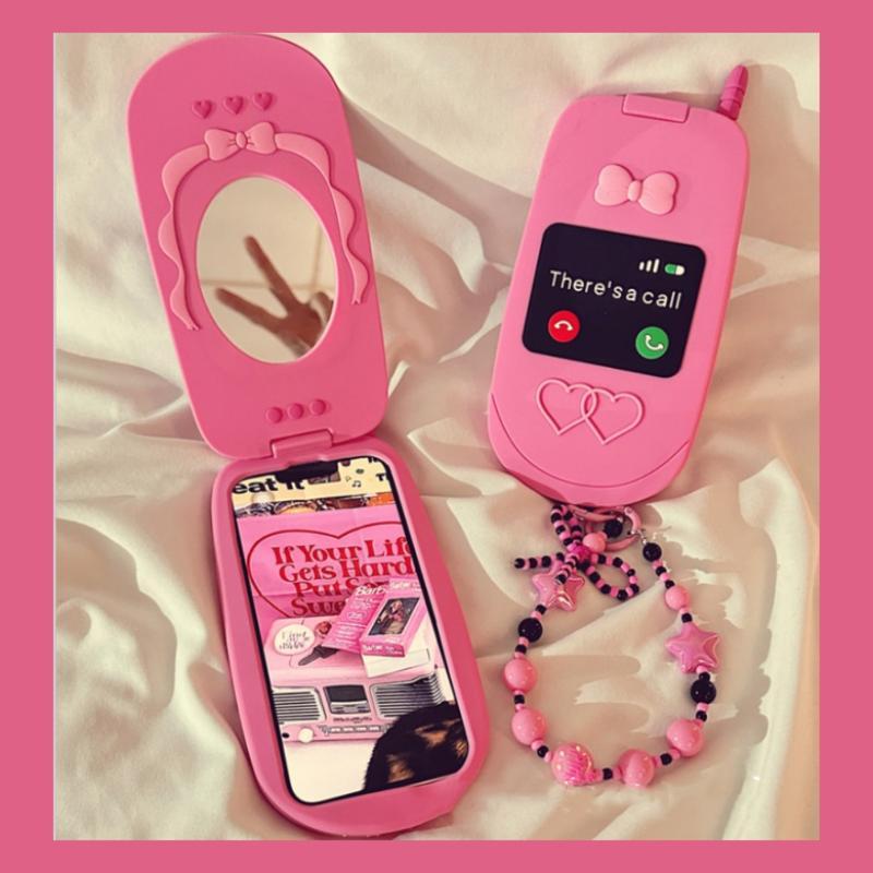 Three-dimensional fun flip phone makeup mirror for iphone16promax ...