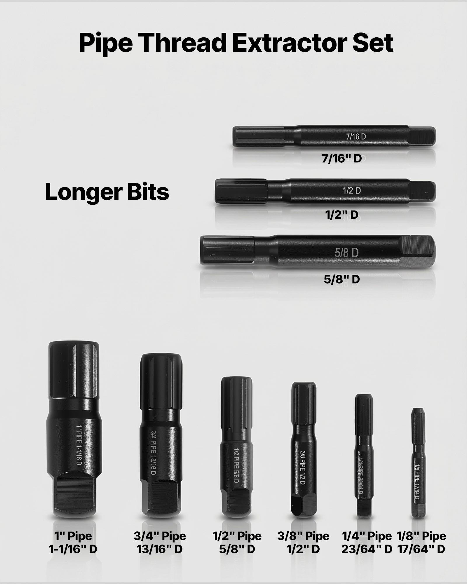 VEVOR Pipe Extractor Set, 9 Pieces Heavy Duty Steel Broken Pipe ...
