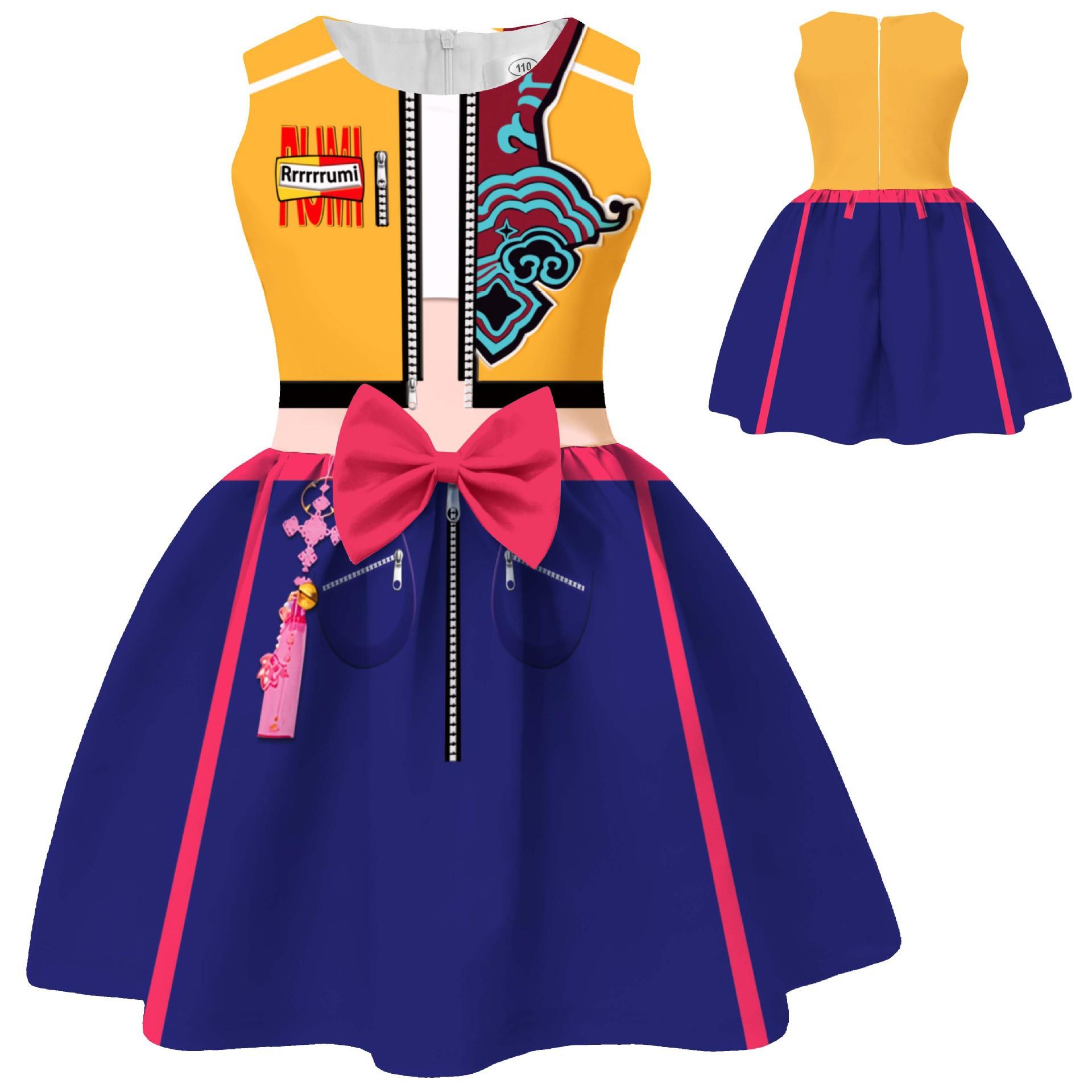 1Pcs Girls' Character Print Dress, Cute Cartoon Pattern, Fitted Design ...
