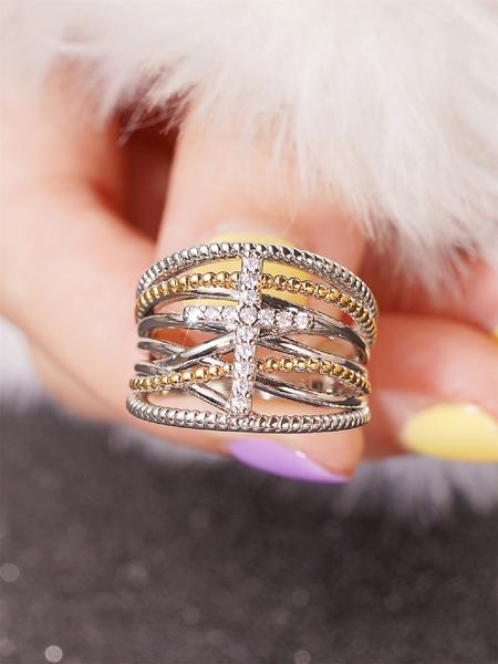 Women's Fashion Cross Hip Hop Zircon Ring, Casual Copper Jewelry for ...