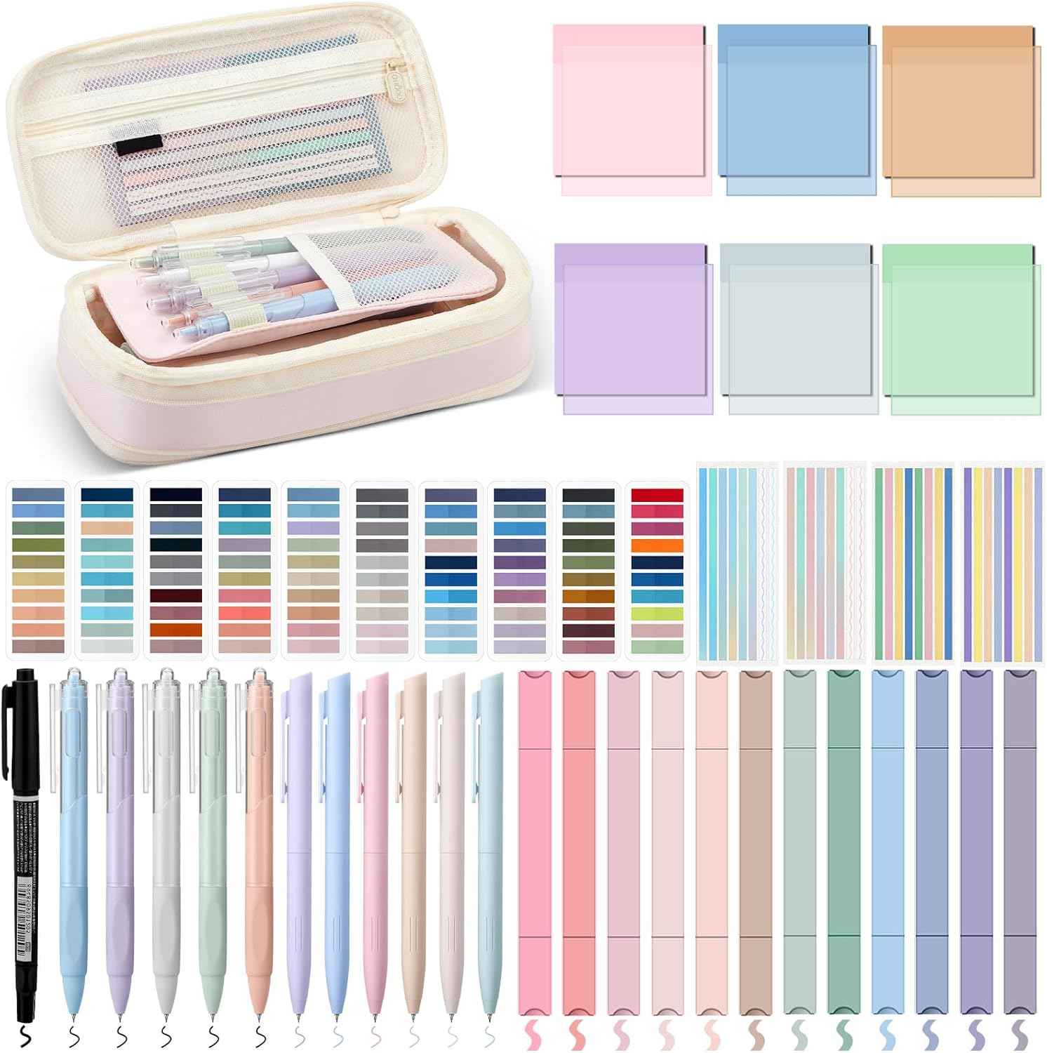 135 Pcs Book Annotation Kit Aesthetic Pencil Case Bag with 12 ...
