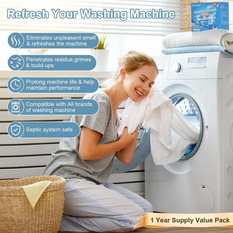Washing Machine Cleaner, Deodorizer, & Descaler 24-Pack- Deep Cleaning ...