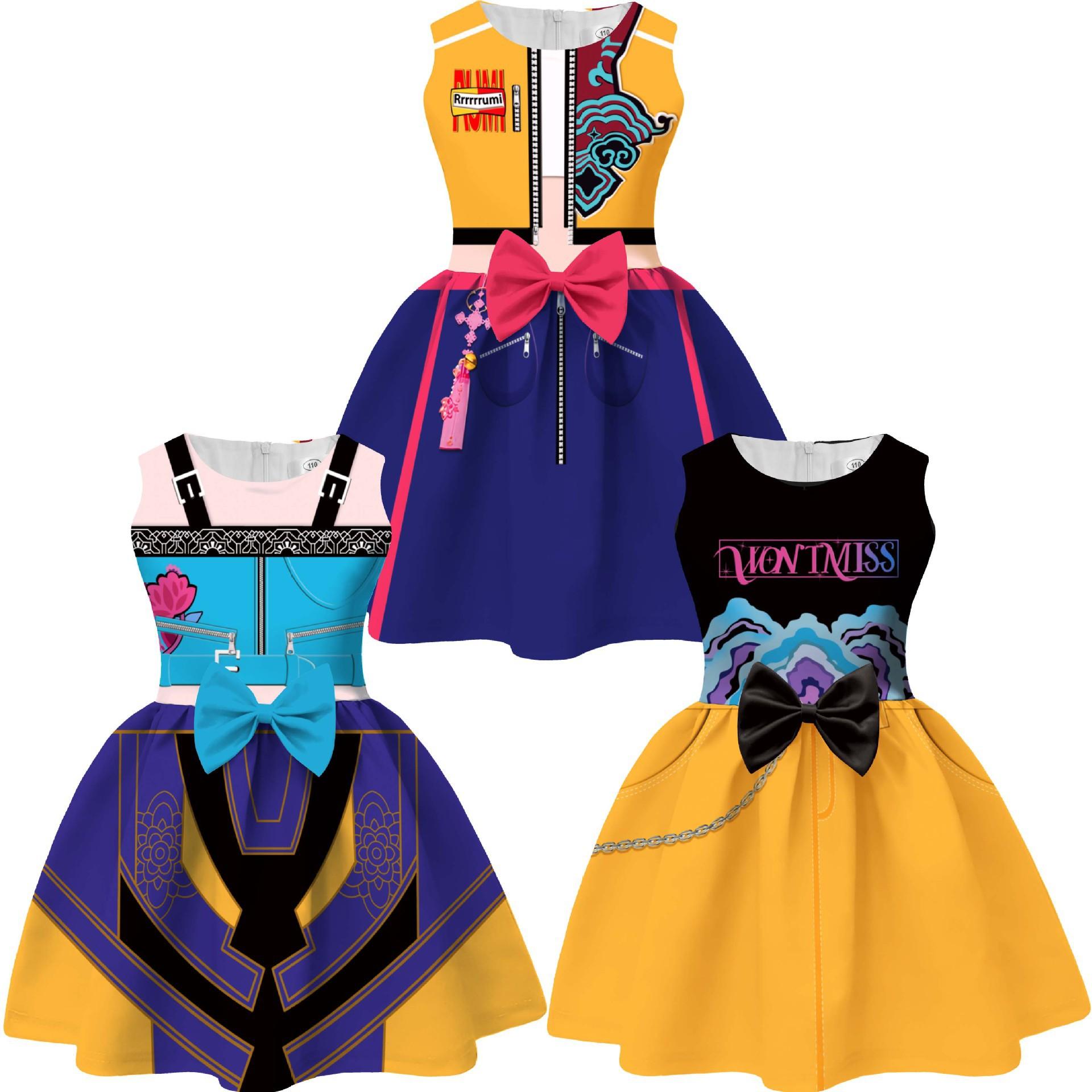 1Pcs Girls' Character Print Dress, Cute Cartoon Pattern, Fitted Design ...