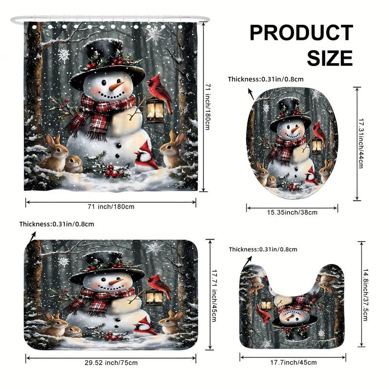 Christmas Themed Bathroom Accessories Set, 4 Counts/set Including ...