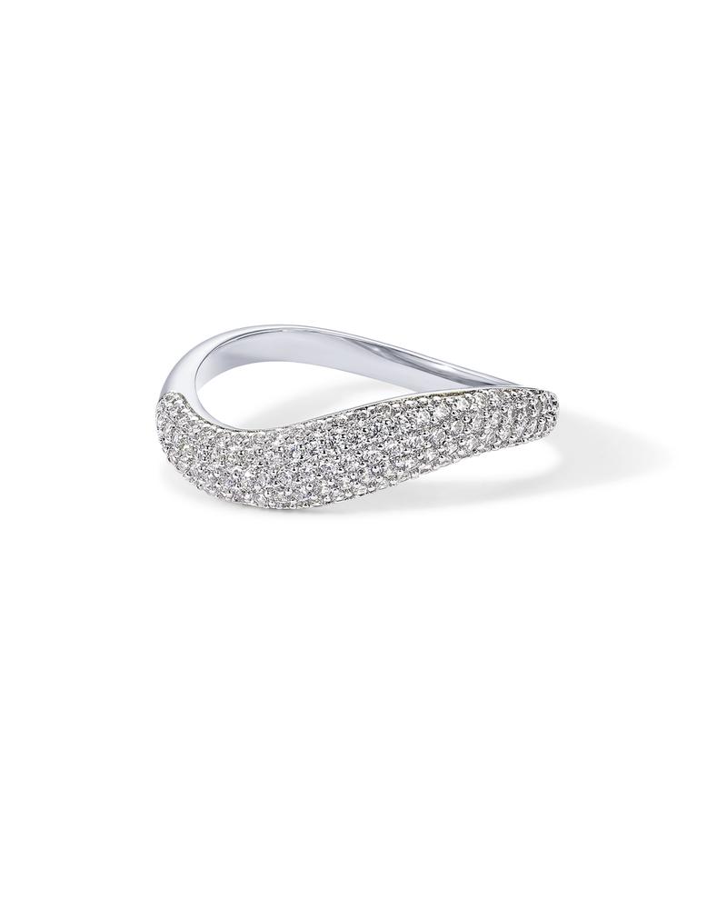 14K Gold Plated Wavy Cubic Zirconia Stackable Ring for Women - Twisted ...