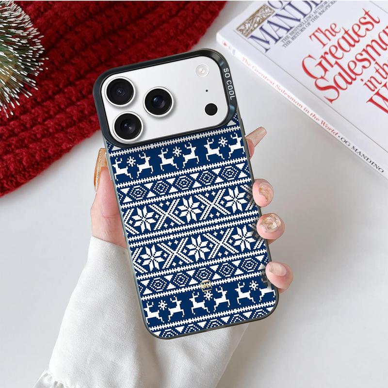 Stylish Blue Christmas Reindeer Snowflake Pattern Phone Case for iPhone ...