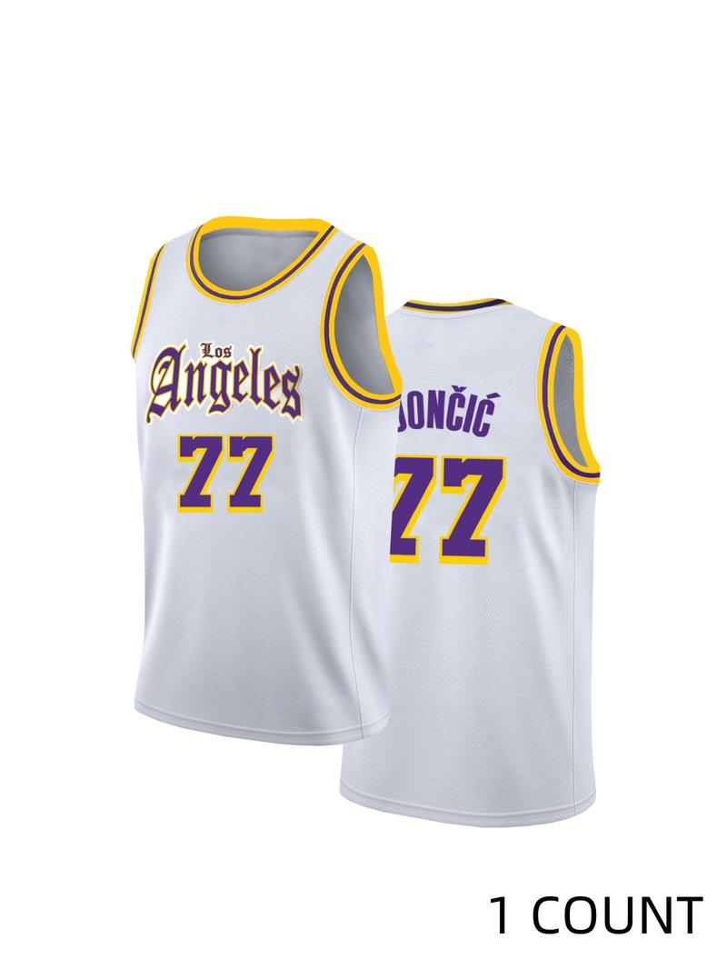 Men's Letter & Number Embroidery Basketball Jersey, Loose Casual ...