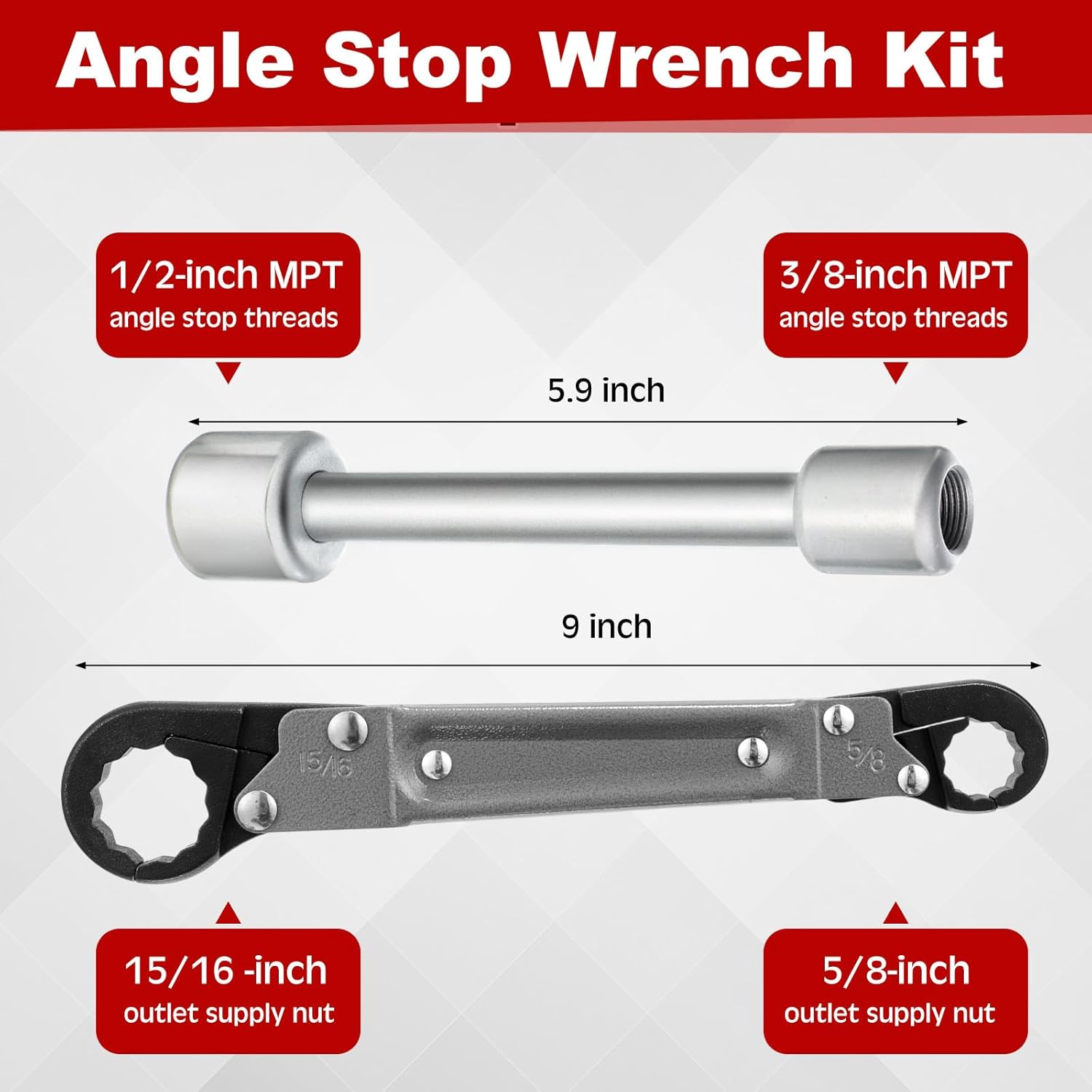 4 count Angle Stop Wrench Kit Plumbing Tool, Olive Ring with Diameter ...
