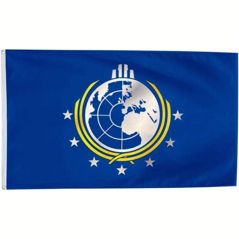 1pc Super Earth Flag Banner - 3x5ft Durable Polyester, Blue with Gold ...