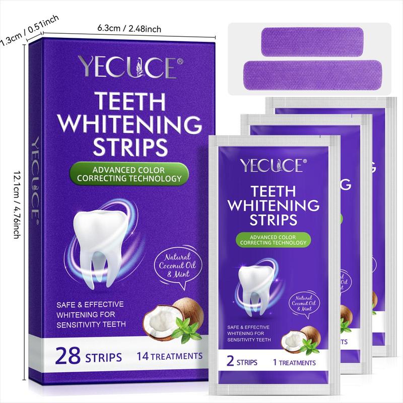 Yecuce Whitening Tooth Strips, Natural Coconut & Peppermint Oil Teeth ...