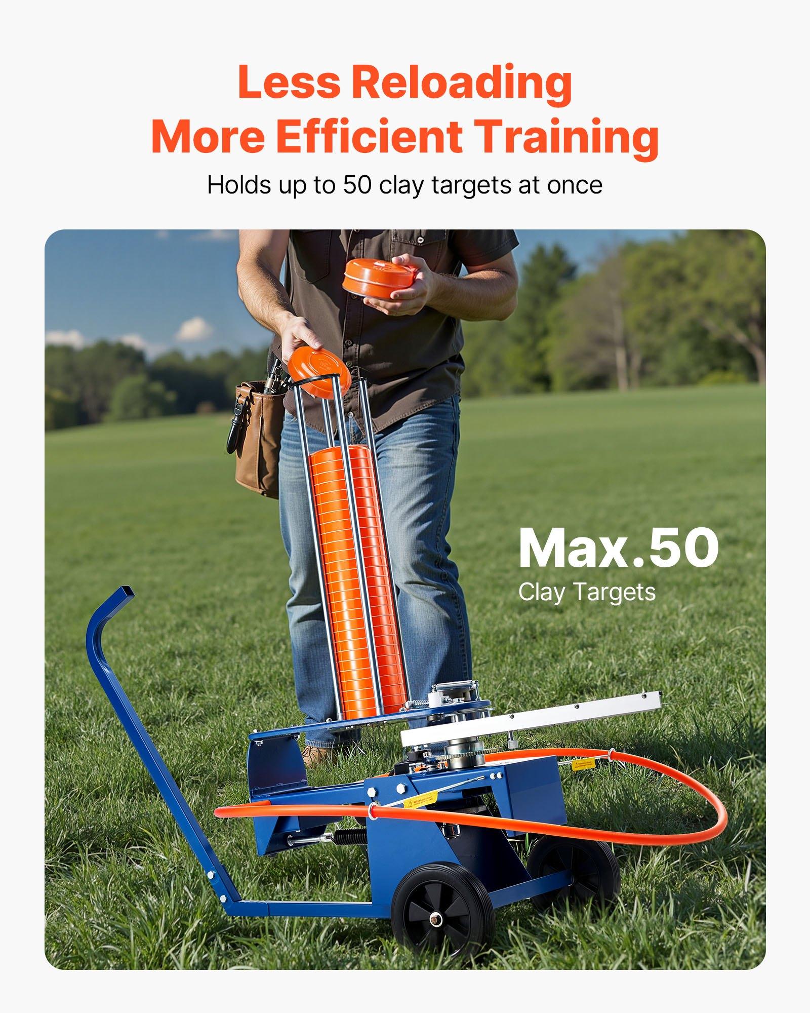 VEVOR Clay Target Thrower, Max 50 Clays Pigeon Thrower, 55+ Yards ...