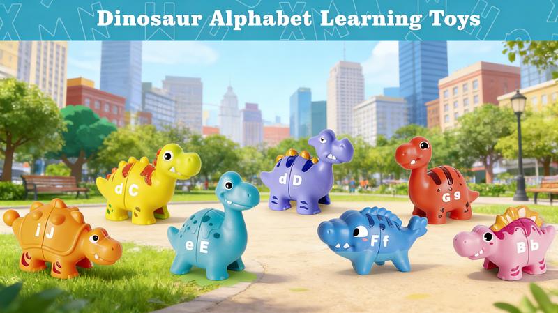 52PCS Dinosaur Alphabet Learning Toys for Toddlers Ages 3-5| Montessori ...