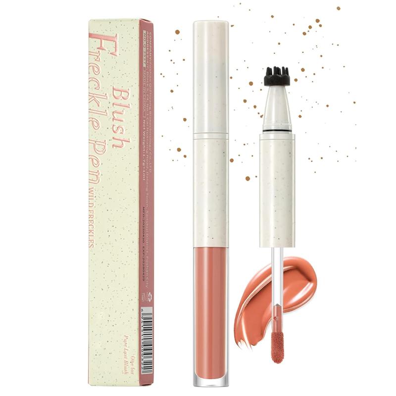 Freckle Blush Pen,2in1 Light Brown Faux Freckle Stamp Pen Soft Pink ...