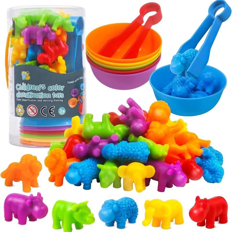 Counting Animal Toys Matching Game with Sorting Bowls, Preschool ...