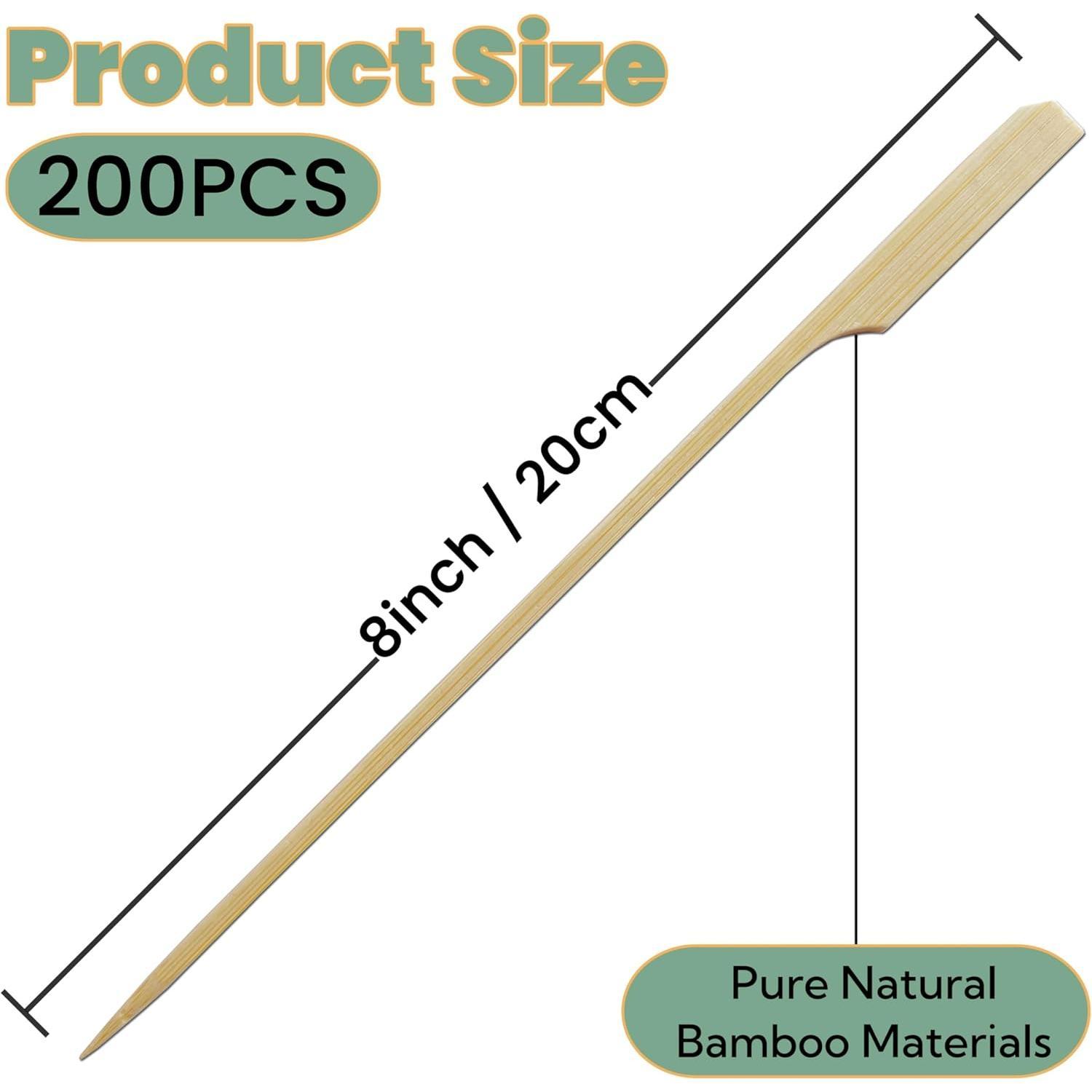 8 Inch Skewers 200 count Kabob Skewers Grilling Sticks for Fruit Kabobs ...