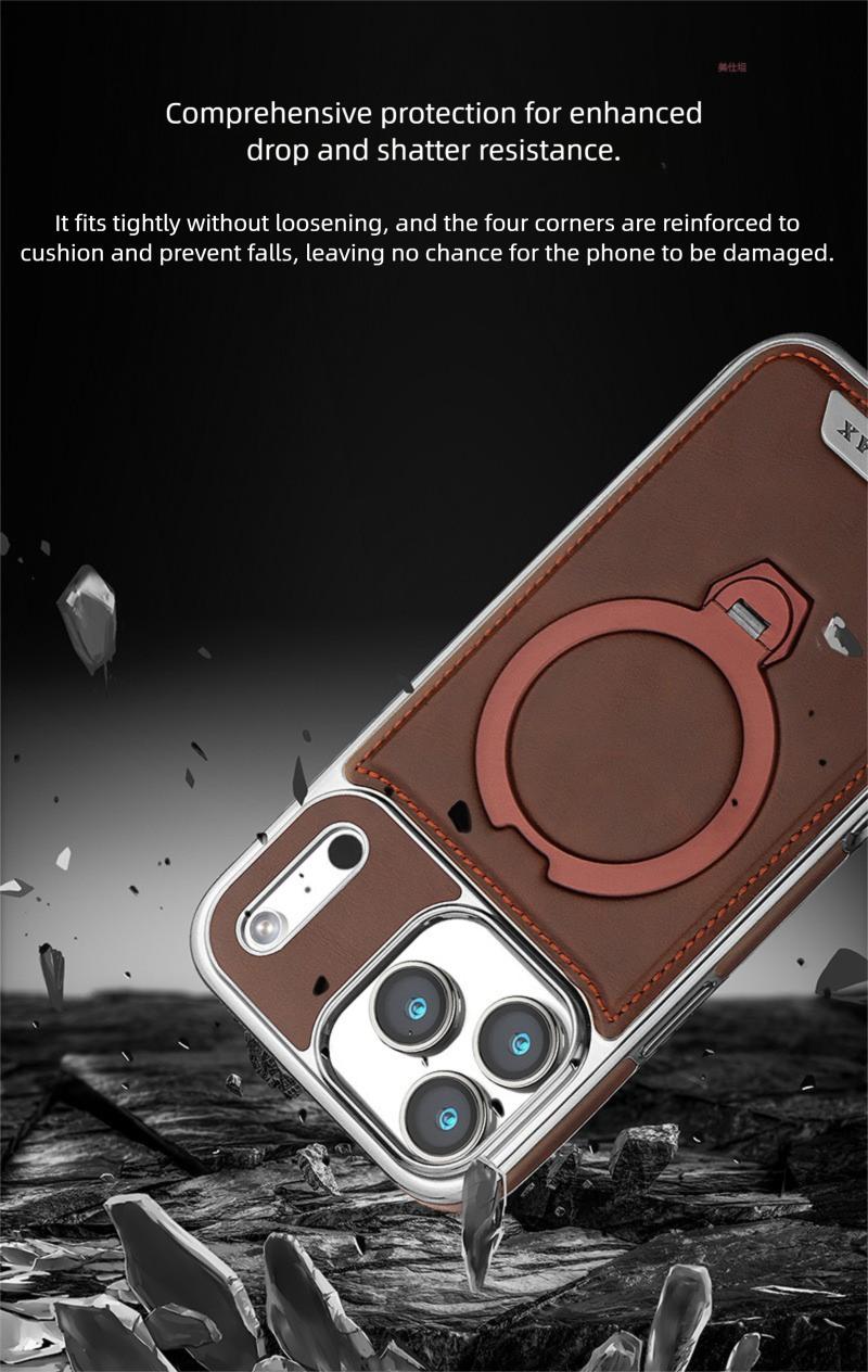 High-end Leather Texture Rotating Magnetic Stand Lens Full Protection ...