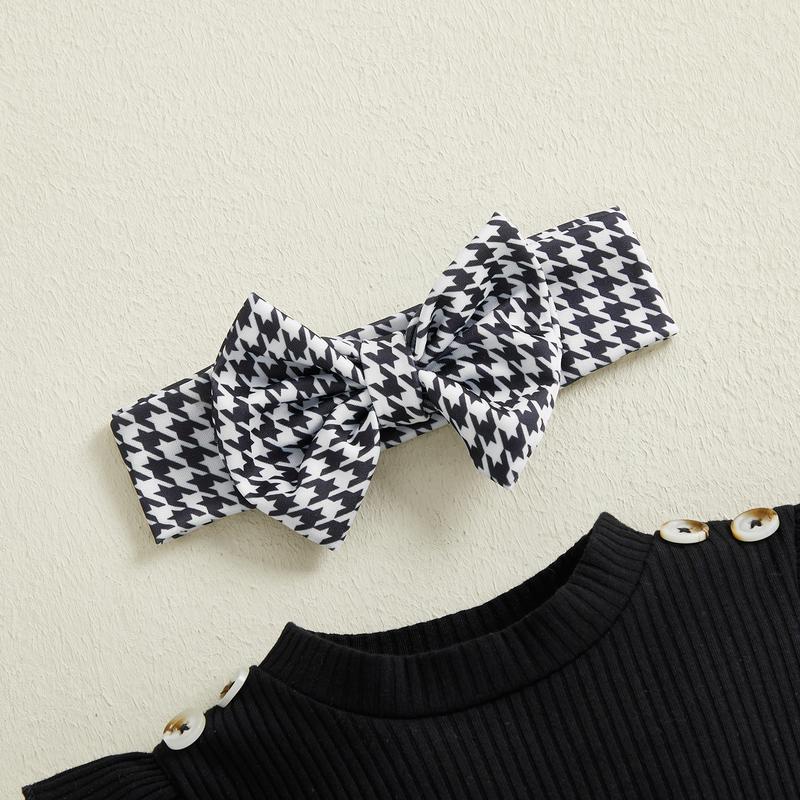 Cute Baby Girl Houndstooth Smocked Bubble Romper Set - TikTok Shop