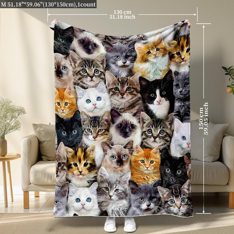 Cute Cat Pattern Blanket, Soft Comfortable Throw Blanket, Air ...