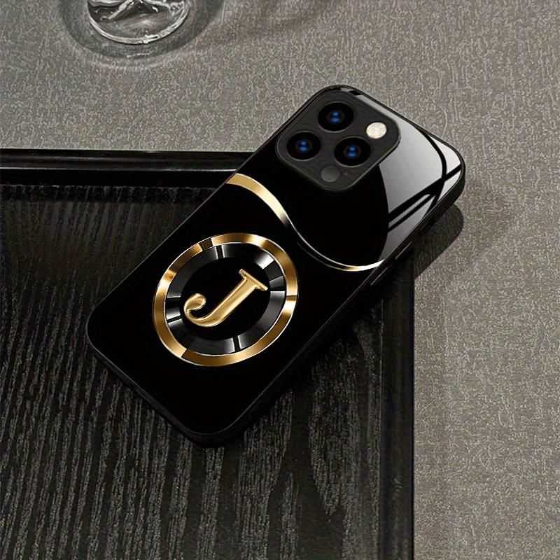 Fashionable Simple Gold Letter J Tempered Glass Phone Case Suitable for ...