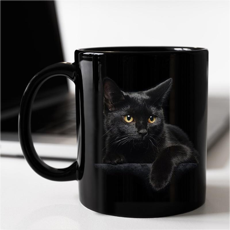 Black Cat Pattern Coffee Mug, 1 Count Ceramic Reusable Funny Coffee Mug ...