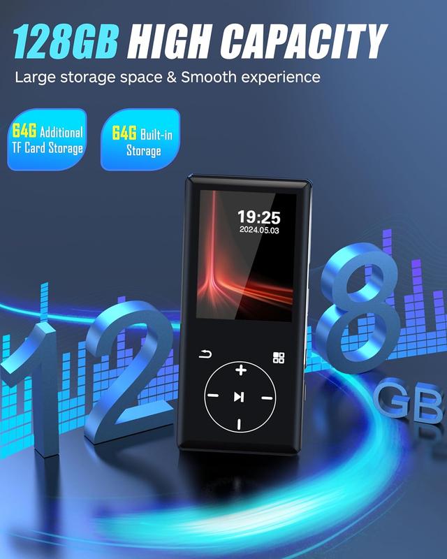 128GB MP3 Player with - Portable Mp3 Music Player with HiFi Speaker, 2. ...